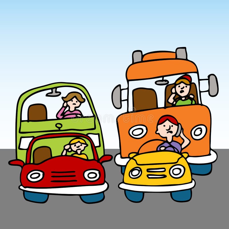 Dangerous Driving while Using Cellphone Stock Vector - Illustration of ...