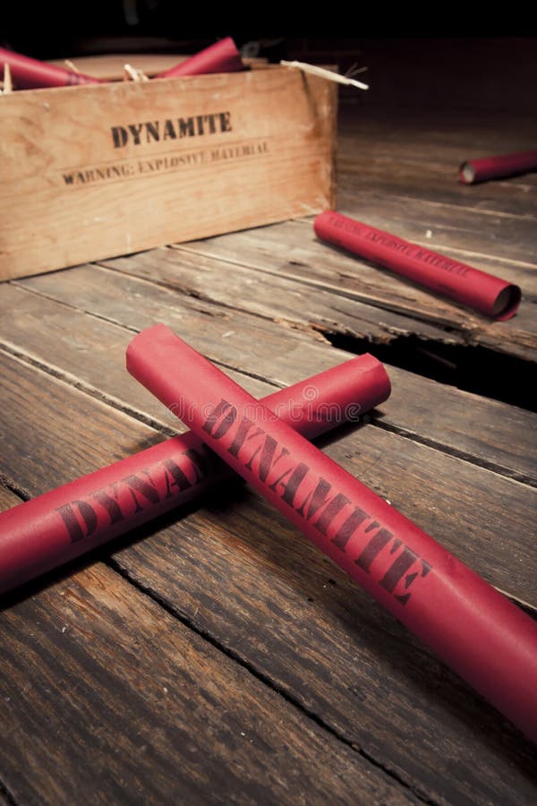 Dangerous Dynamite Sticks on Wooden a Box Stock Image - Image of ...