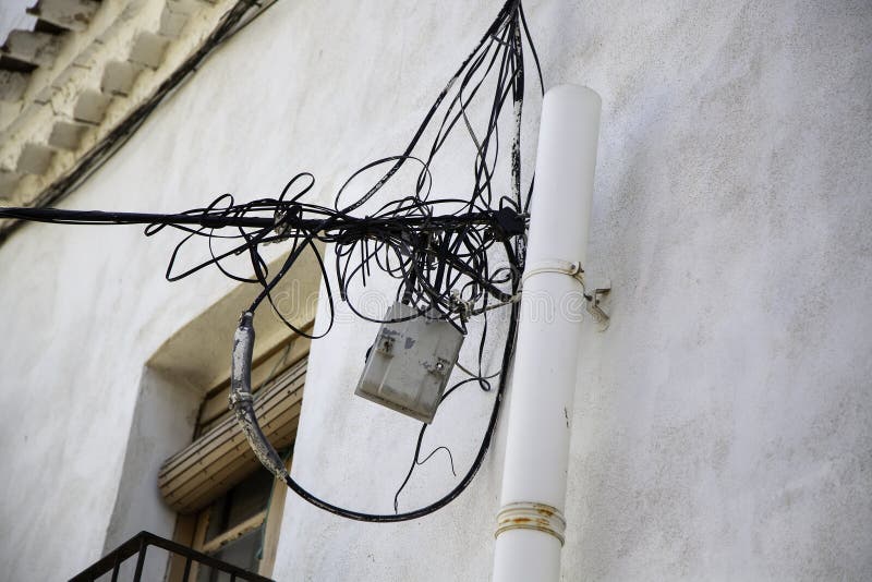 Dangerous electric cables stock image. Image of control - 190149091