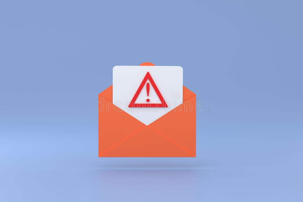 Dangerous Email Envelope with Attached File with Warning Exclamation ...