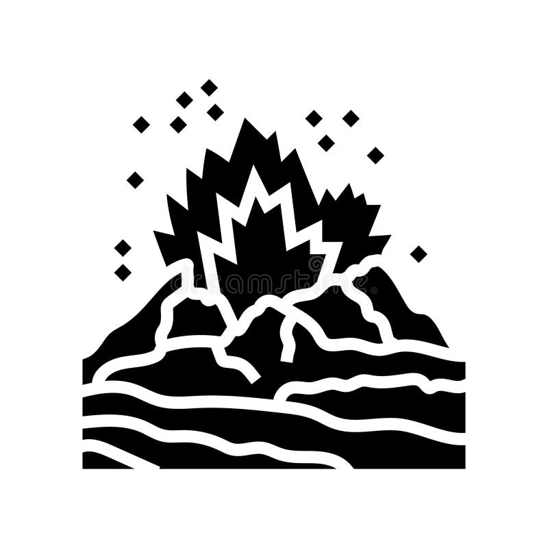 Dangerous Exploding Volcano Glyph Icon Vector Illustration Stock ...