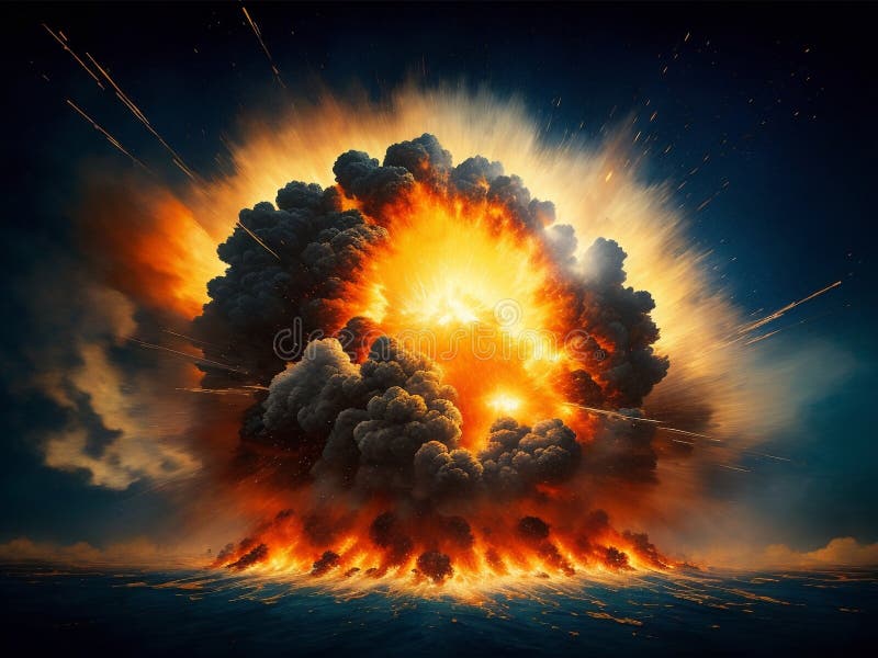 Dangerous Explosion in Goh Style. Stock Illustration - Illustration of ...