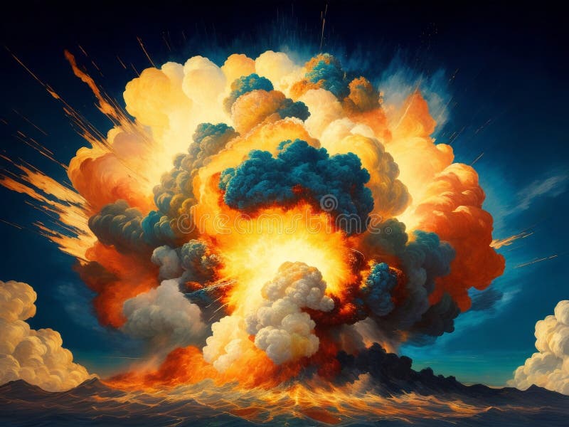 Dangerous Explosion in Goh Style. Stock Illustration - Illustration of ...