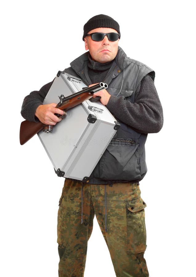Dangerous Gangster with Shotgun. Stock Image - Image of criminal, bank ...