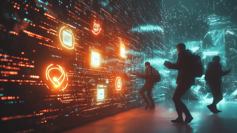 Dangerous Group of Hackers. Internet Cyber Crime. System Breaking and ...