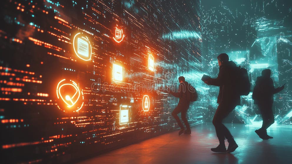 Dangerous Group of Hackers. Internet Cyber Crime. System Breaking and ...