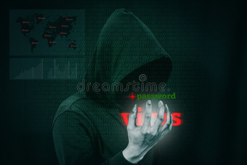 Dangerous Hacker Stealing Data Over Screen with Binary Code. Stock Image - Image of hacker, tech ...