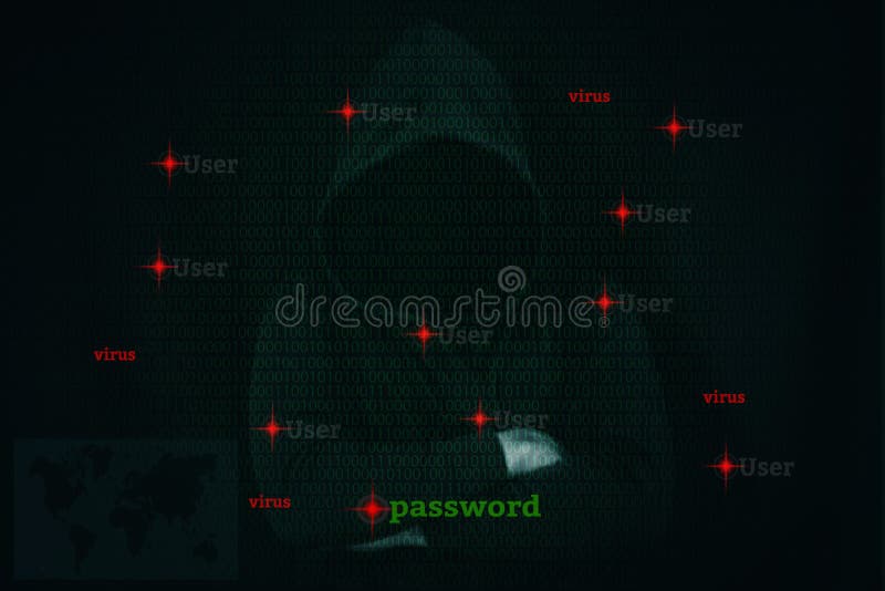 Dangerous Hacker Stealing Data Over Screen with Binary Code. Stock Photo - Image of dangerous ...