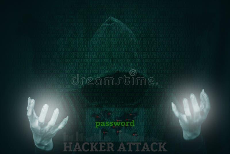Dangerous Hacker Stealing Data Over Screen with Binary Code. Stock Photo - Image of software ...