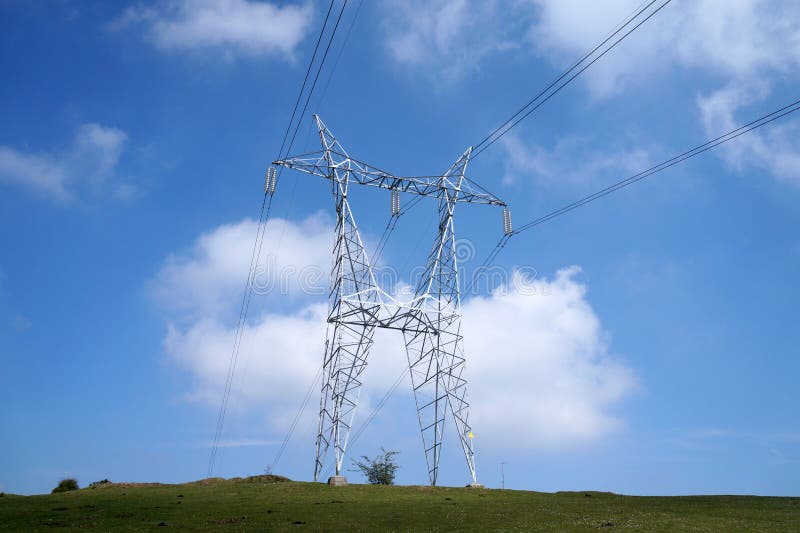 Dangerous High Voltage Transmission Stock Image - Image of power ...