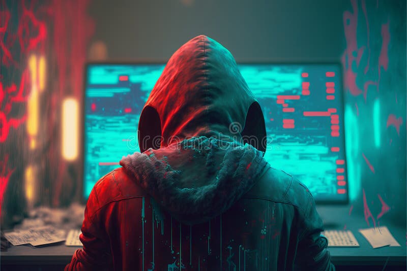Dangerous Hooded Hacker Breaks into Data Server Stock Illustration ...