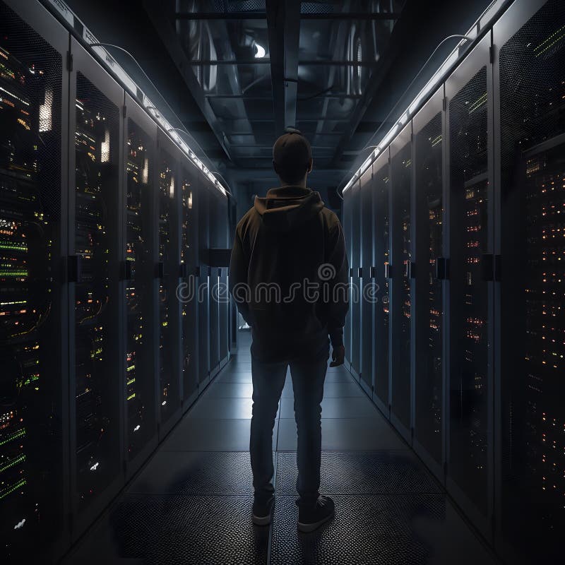 Dangerous Hooded Hacker Breaks into Government Data Stock Illustration ...