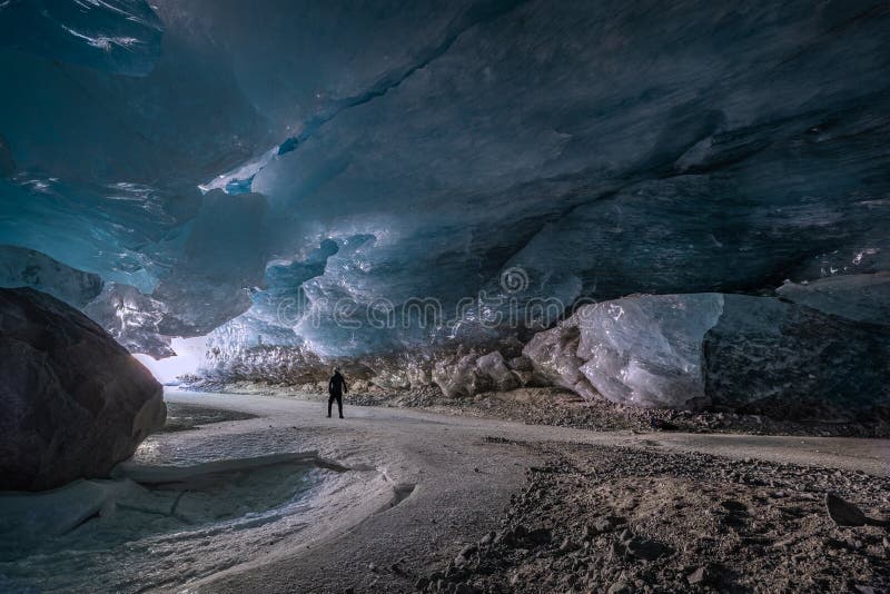 Dangerous Ice Cave Vault with Huge Cracks in the Ceiling Stock Image ...