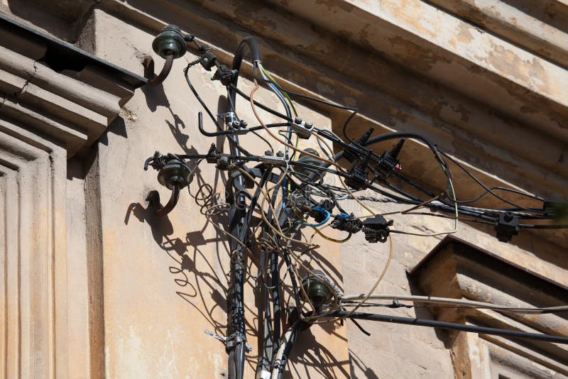 Dangerous Installation of Electricity Cables and Wires on the Wa ...