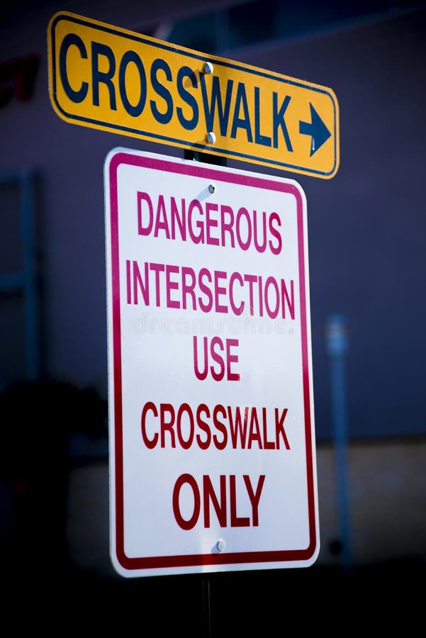 Dangerous Intersection or Crosswalk Signage Stock Image - Image of ...