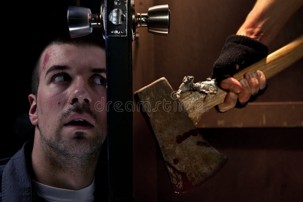 Dangerous Killer on the Other Side of the Door Stock Photo - Image of ...