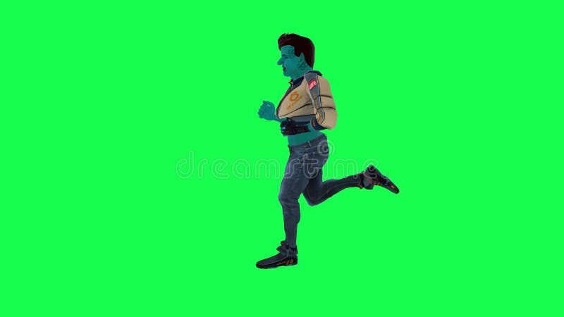 Dangerous Man 3d Space Animation Running from Left Angle on Green ...
