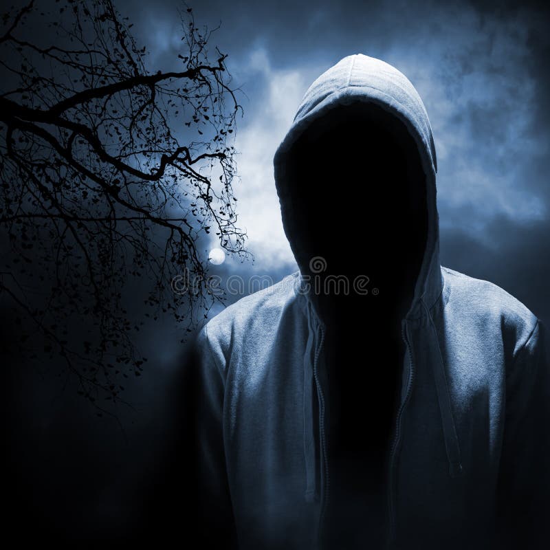 Dangerous Man Hiding Under the Hood Stock Image - Image of devil, evil ...