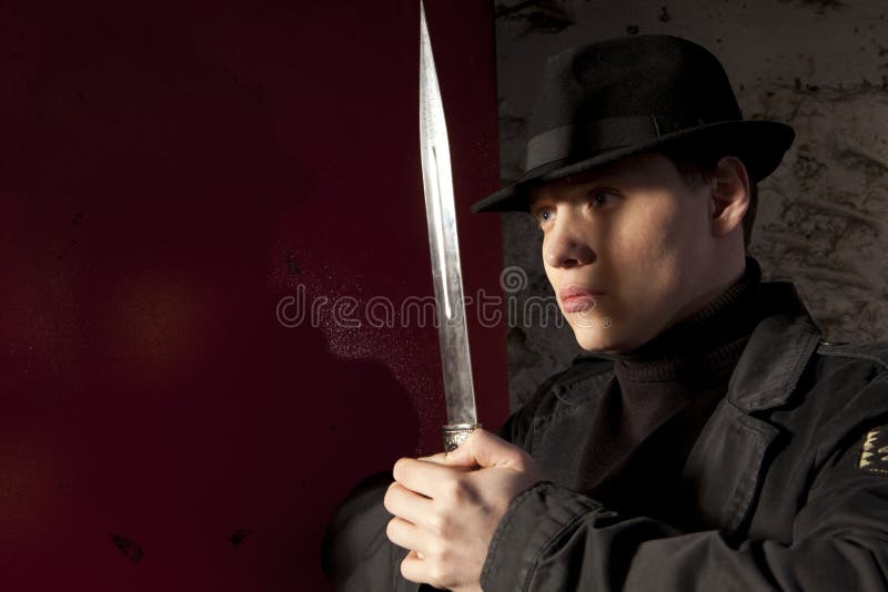 Dangerous Man Holding an Custom Made Steel, Sharp Axe Stock Image ...