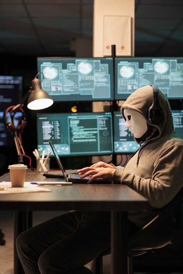 Dangerous Masked Hacker Stealing Information Stock Photo - Image of ...