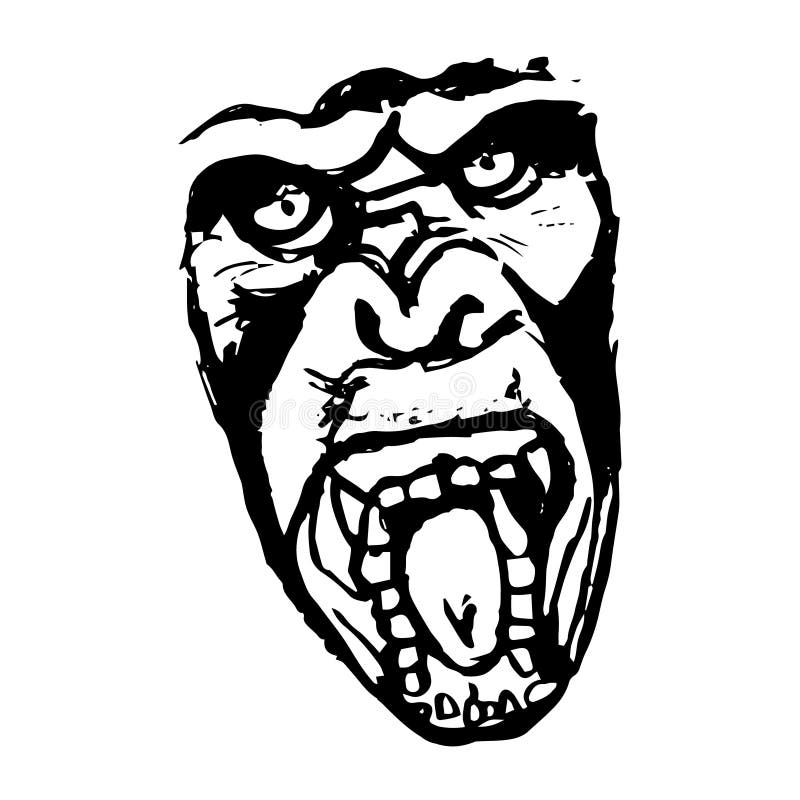 A Dangerous Monkey with Open Mouth 0 Stock Vector - Illustration of ...