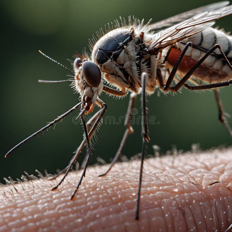 Dangerous Mosquito CloseUp Macro View of Creepy Insect Bite and Disease ...