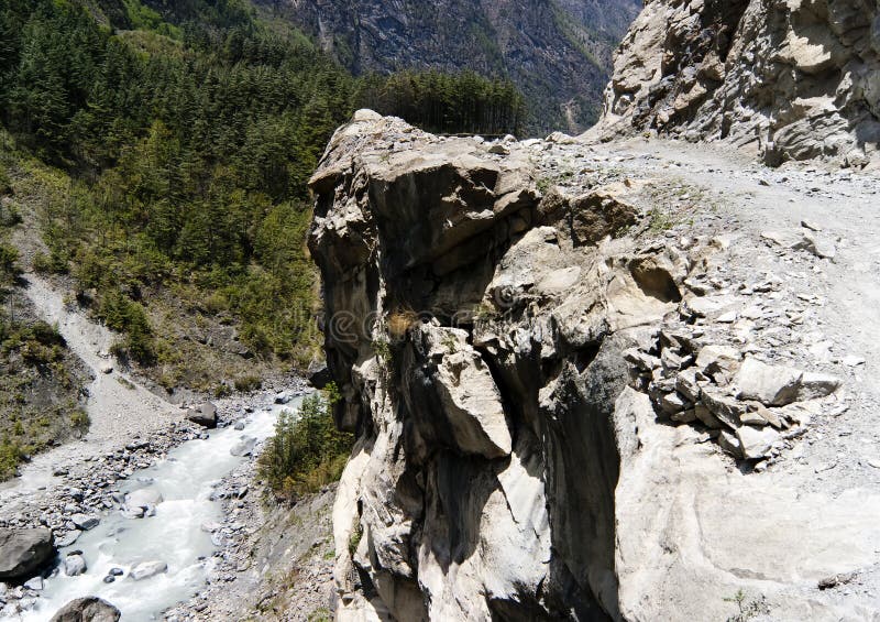 Dangerous Mountain Footpath Over a Precipice Stock Photo - Image of ...