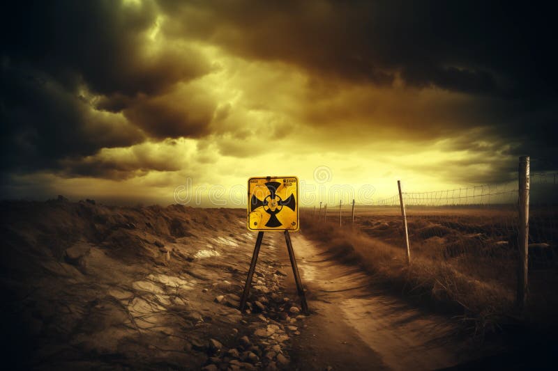 Dangerous Radioactive Warning Sign on a Dirt Road. Ai Generated Stock ...
