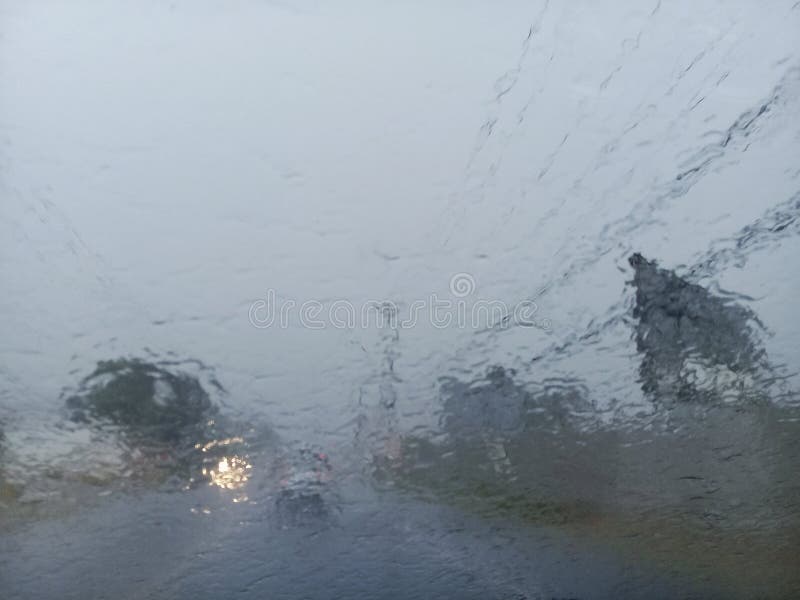 Dangerous Road Conditions with Heavy Rain and Low Visibility Inside a ...