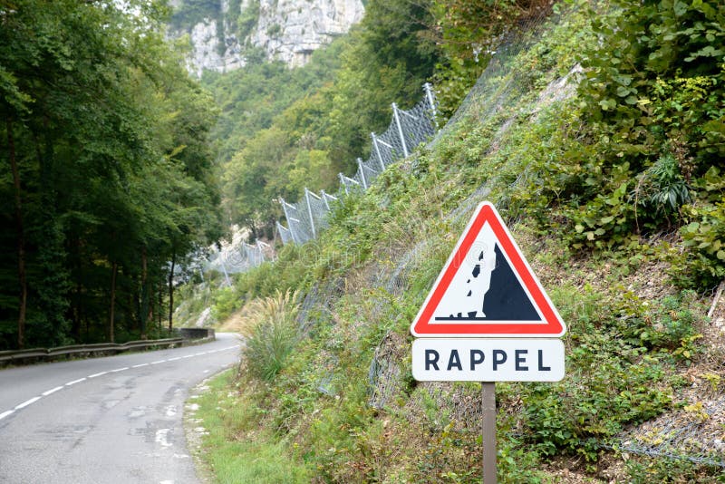 Dangerous Road with Stone Fall Stock Image - Image of fall, europe ...