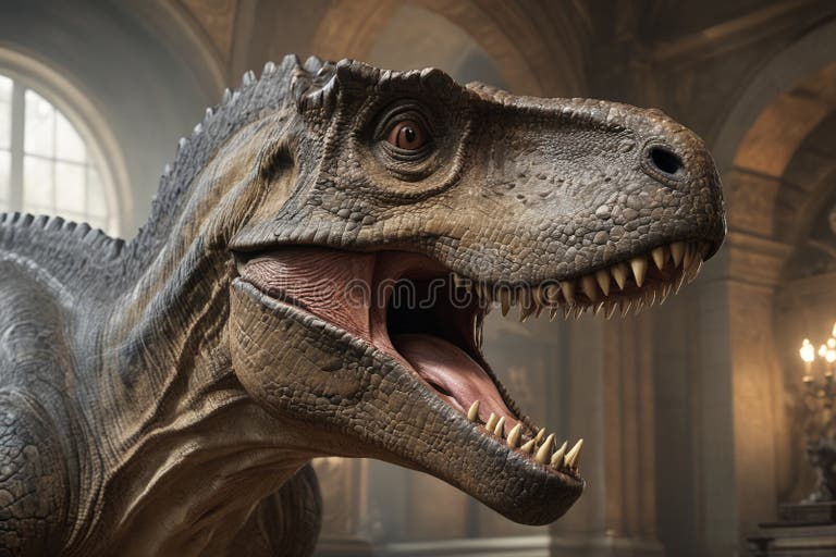 Dangerous Roaring Dinosaur in Prehistoric Age Stock Illustration ...