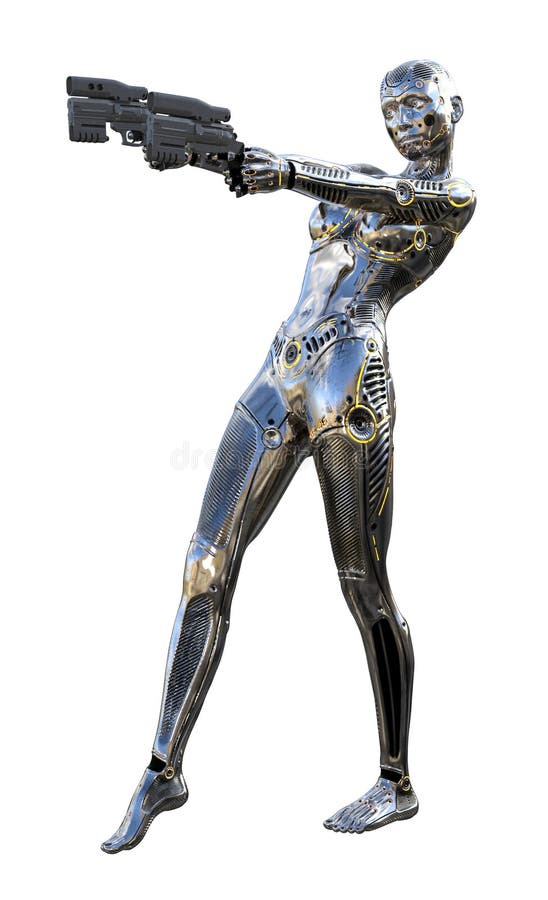 Dangerous Robot Killer, Armed with Gun, 3d Illustration Stock ...