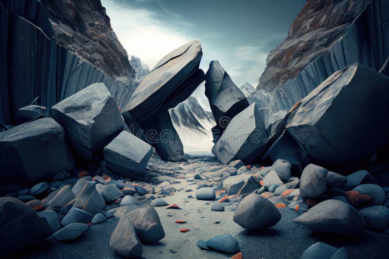 Dangerous Rocks and Stones Falling Down after Earthquake Aftermath ...