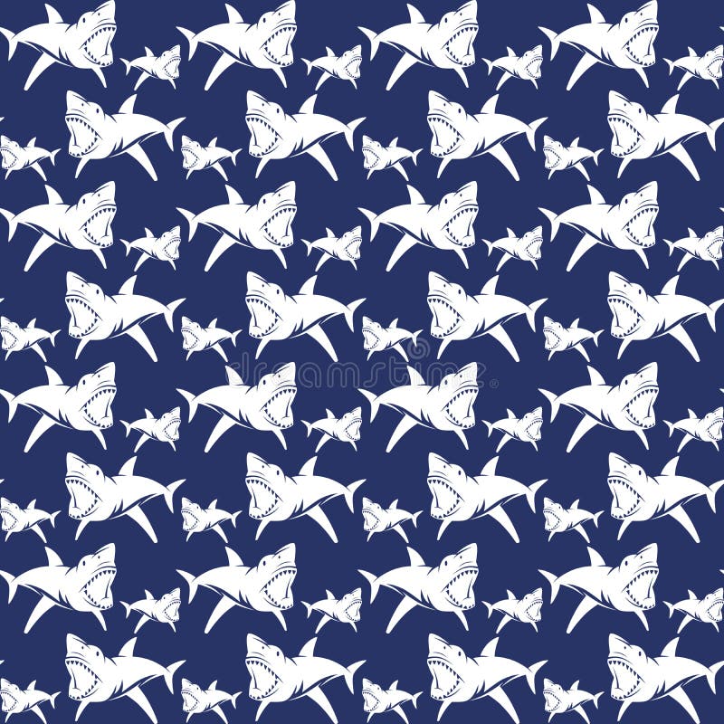 Dangerous Sharks Seamless Pattern Stock Vector - Illustration of paper ...