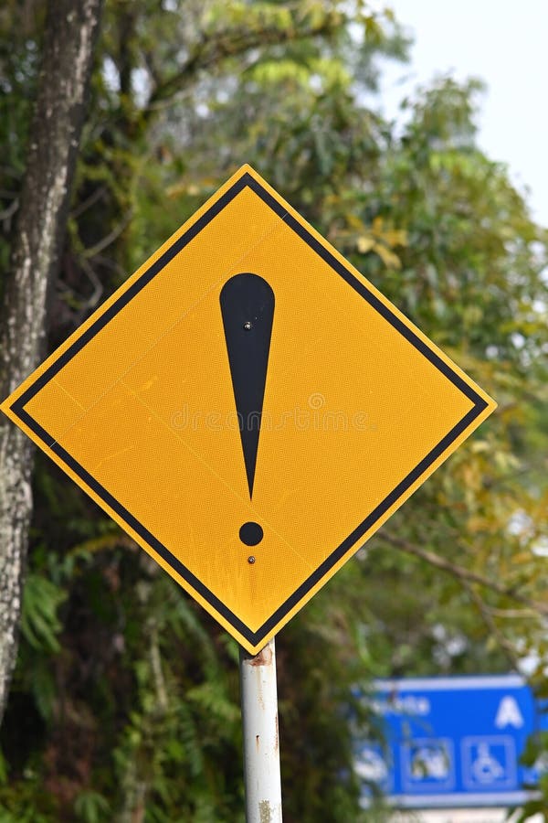 Dangerous Signs Side the Road Stock Photo - Image of dangerous, tree ...