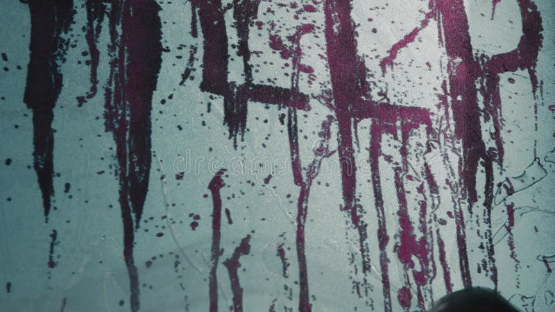 Dangerous Situation Help Sign Letter with Blood on Window Glass Stock ...