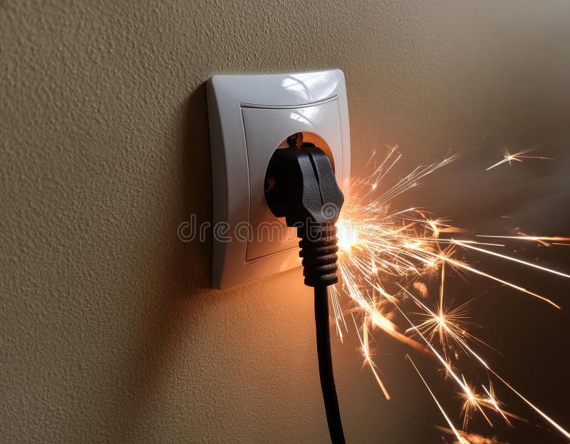 Dangerous Fire, and Smoke from an Indoor Electric Plug on the Wall ...