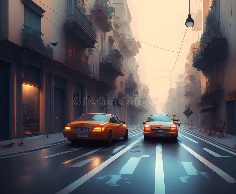 Dangerous Street, Generative AI Illustration Stock Illustration ...