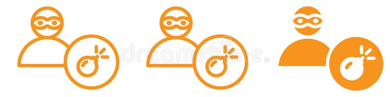 Dangerous Terrorist with a Bomb Icon for Security and Safety Graphics ...