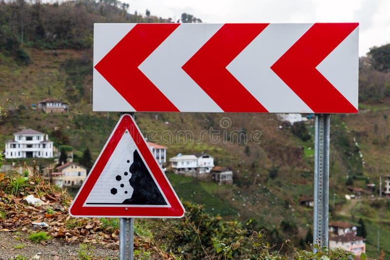 Rock Falling Warning Road Signs Stock Photos - Free & Royalty-Free ...