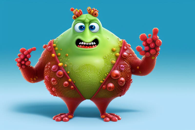 A Dangerous and Ugly Virus Character with a Hilarious Expression Stock ...