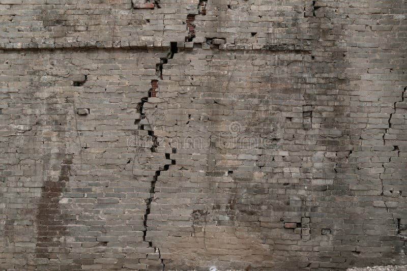 A Dangerous Wall with Large Cracks at Horizontal Composition Stock ...