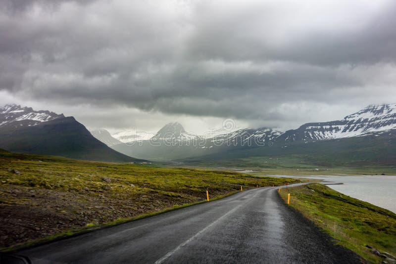 Dangerous Winding Downhill Road in Iceland with a Motion Blur Effect ...