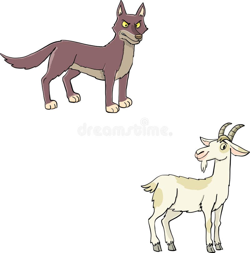 Dangerous Wolf and a Merry Goat Stock Vector - Illustration of ...
