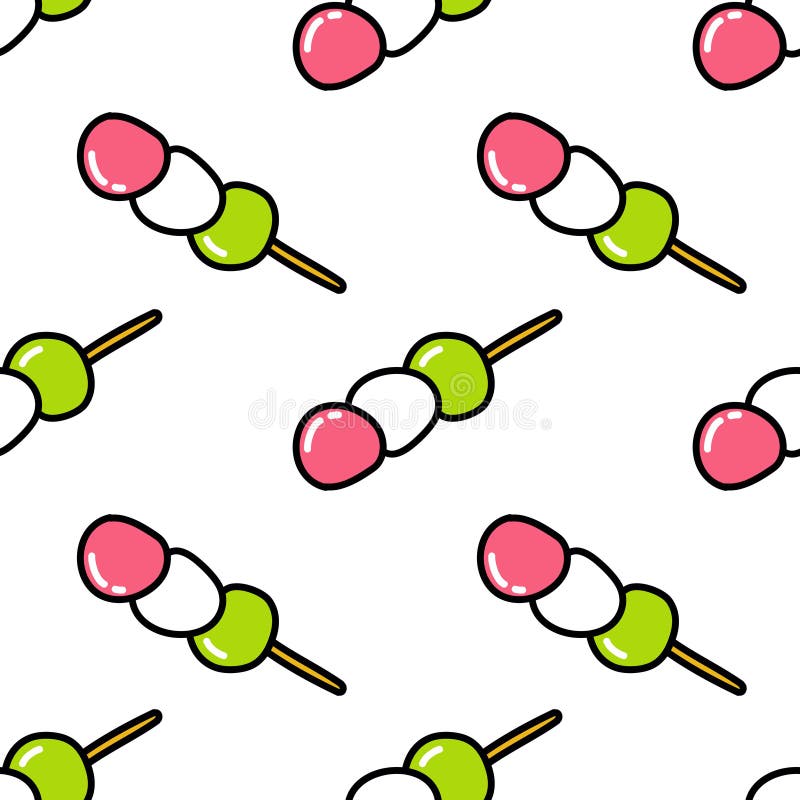 Dango, Japanese Dango Dessert with 3 Different Colors Stock Vector ...