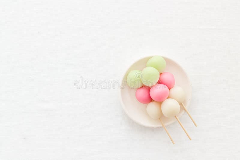Dango - Japanese Dumpling Rice Cake on Plate, Top View Stock Image ...