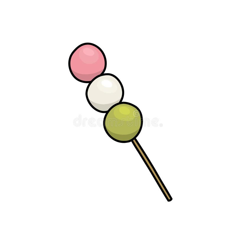 Dango, Sweet Japanese Rice Dumpling Doodle Icon, Vector Color Line ...