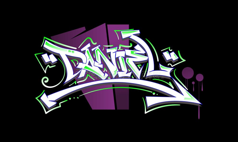 DANIEL Graffiti Tag Style Design Stock Vector - Illustration of world ...
