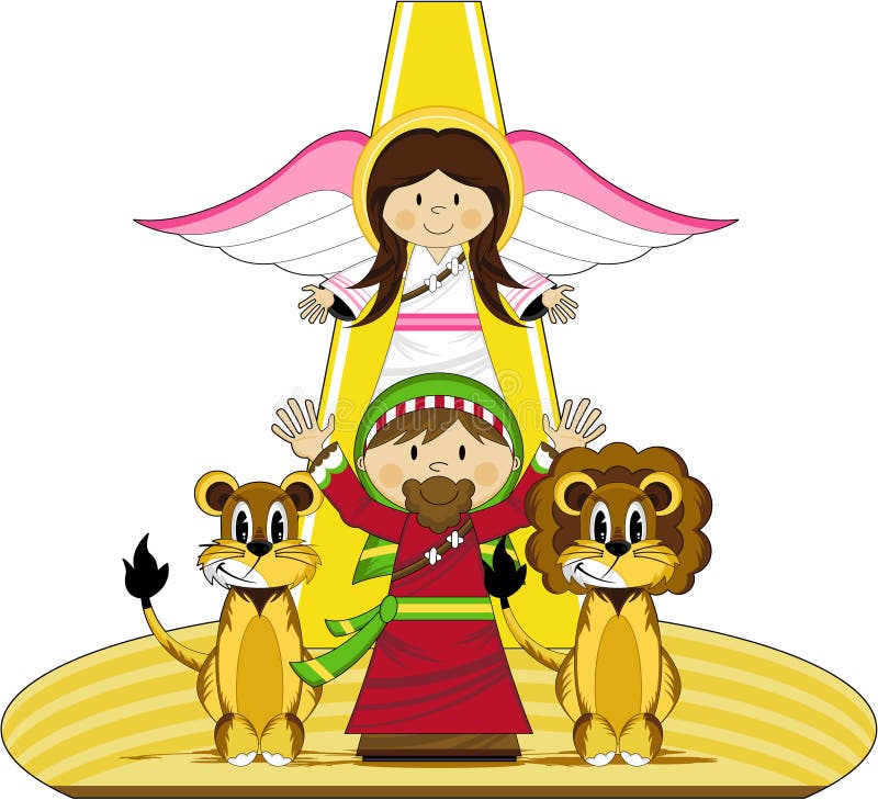 Daniel in the Lions Den Cartoon Stock Vector - Illustration of heritage ...
