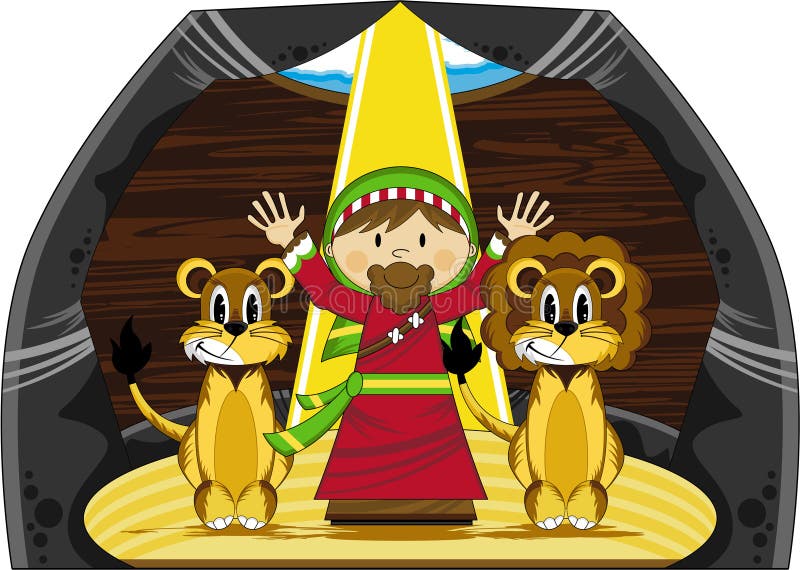 Daniel in the Lions Den Cartoon Stock Vector - Illustration of heritage ...